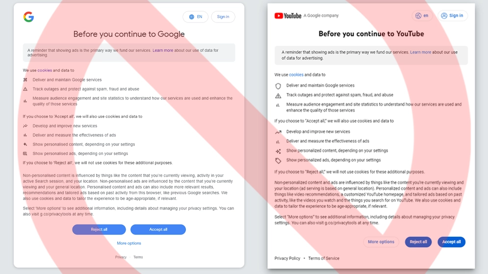 Cookie Consent Popup Blocker for Google and YouTube